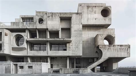 Brutalist Concrete Structures Premium Ai Generated Image