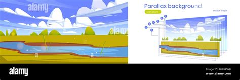 Parallax Background Cartoon Scenery 2d Landscape With Lush Green