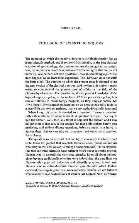 Pdf The Logic Of Scientific Inquiry