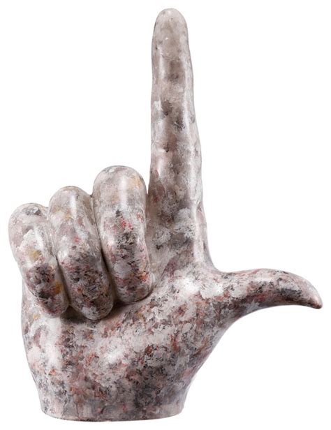 L Shape Hand Accent Resin Silver Contemporary Decorative Objects
