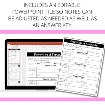 Properties Of Exponents Editable Guided Notes By Hello Algebra TPT