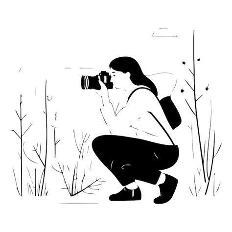 Premium Vector Vector Illustration Of A Girl With A Camera On A