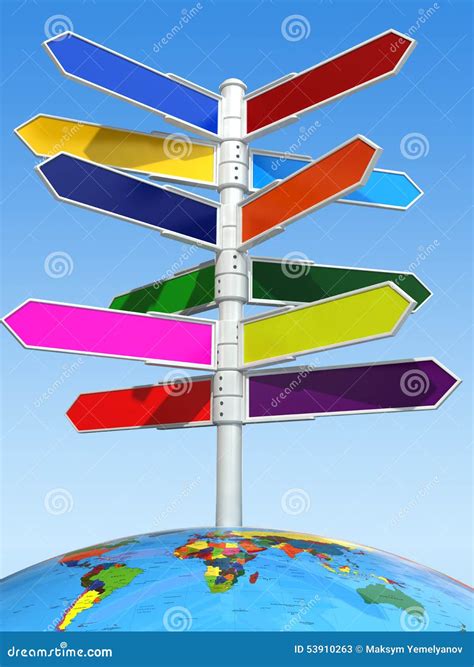 Panneau De Signe De Destination De Direction Sur La Terre Illustration