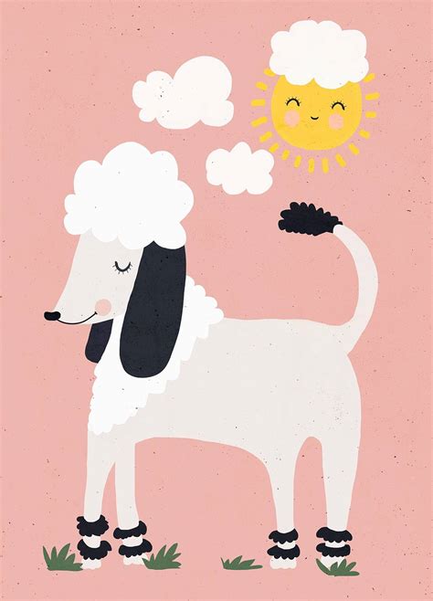 Poster Happy Poodle Rosa Barnrum Homeroom