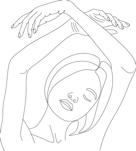 トレンディなライン アート女性体女性図連続 1 行抽象描画 Premiumベクトル素材