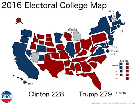 2016 Presidential Results Map Weighted By Electorial Votes R