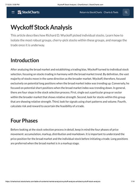 Wyckoff Stock Analysis Pdf Market Trend Stocks