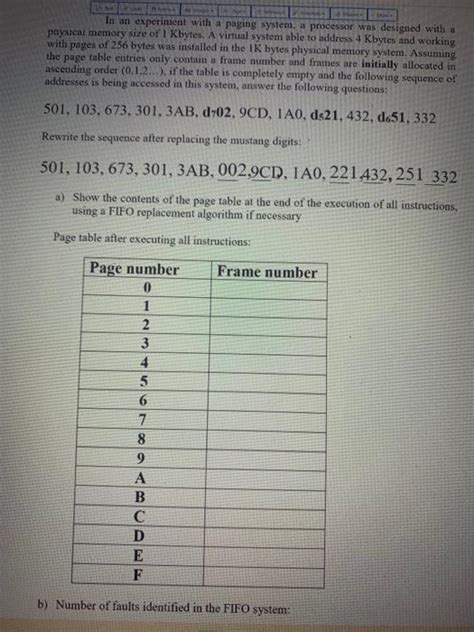 Solved In An Experiment With A Paging System A Processor