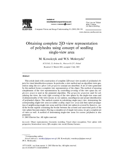 Pdf Obtaining Complete 2d View Representation Of Polyhedra Using Concept Of Seedling Single