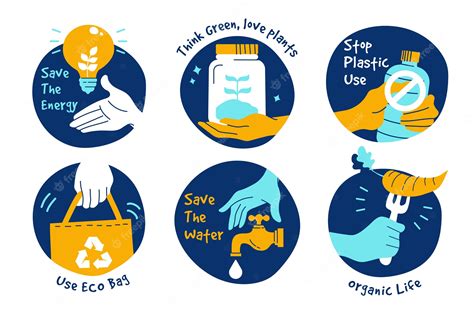 Premium Vector Hand Drawn Ecology Badge Collection Concept