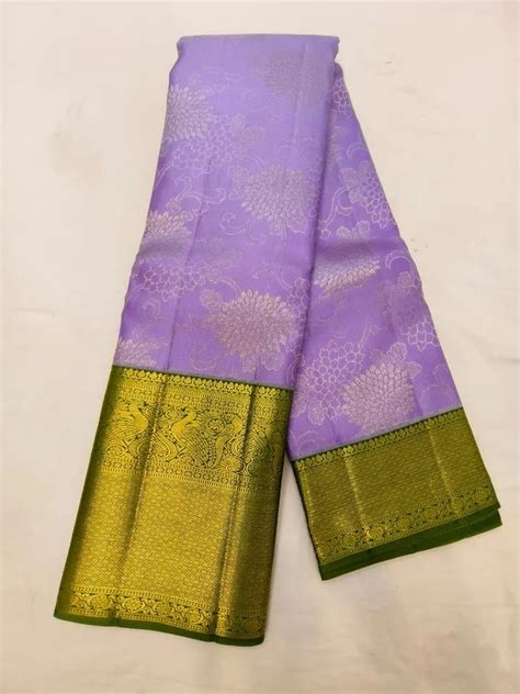 Printed Wedding Wear Lavender Kanchipuram Pattu Saree At ₹ 11800piece