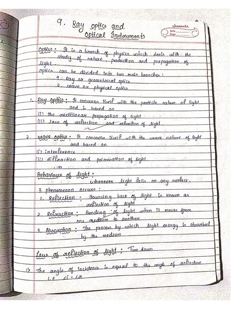 Ray Optics Notes Pdf Components Equipment