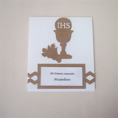 Bonita invitación para Primera Comunión personalizada y elaborada