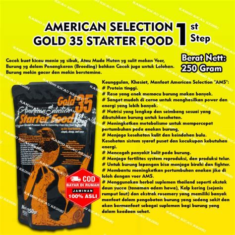 Jual AMERICAN SELECTION GOLD 35 STARTER FOOD 250gr AMS STEP 1 Voer