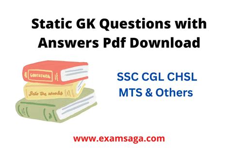 Static Gk Questions For Ssc Cgl Chsl Mts With Answers Pdf Download
