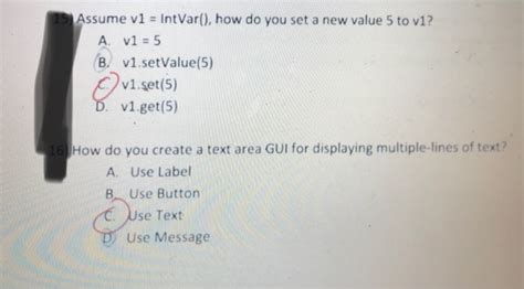 Solved Assume V1 Intvar How Do You Set A New Value 5 To