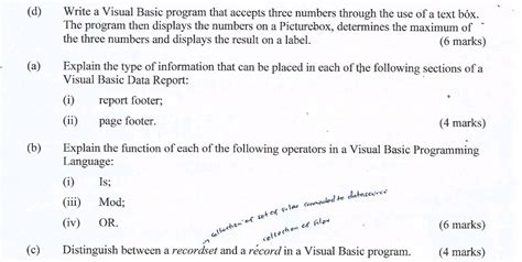D Write A Visual Basic Program That Accepts StudyX