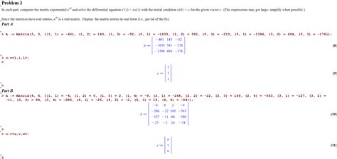 Solved In Each Part Computer The Matrix Exponential E At Chegg