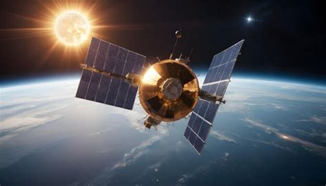 Premium Photo A Satellite Orbiting Earth With Sunlight Gleaming On Its Solar Plates
