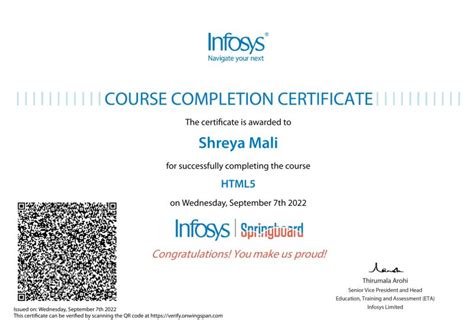 Html5certification Html5 Webdevelopement Webdeveloper Infosys