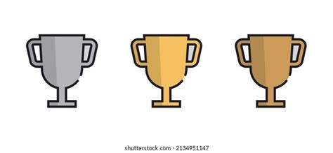 Modern Gold Silver Bronze Trophy Icon Stock Vector Royalty Free