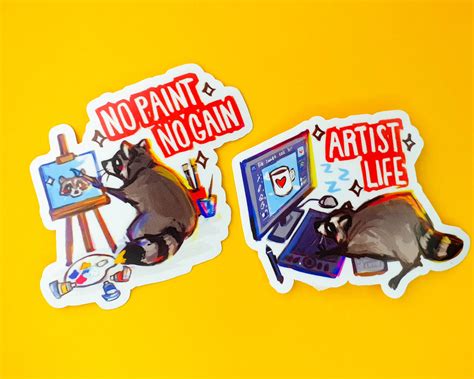 Artist Raccoons Waterproof Vinyl Stickers Annadrawsstuff