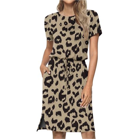 Womens Summer Short Sleeve T Shirt Dress Tie Dye Floral Print Office