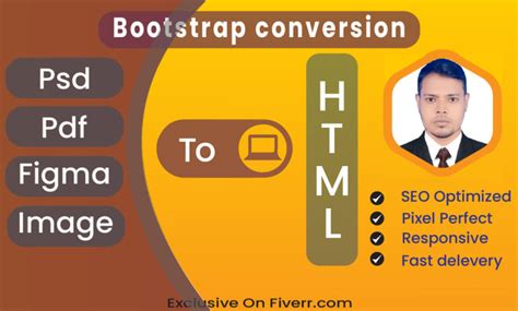 convert psd and figma to html using bootstrap for a responsive website