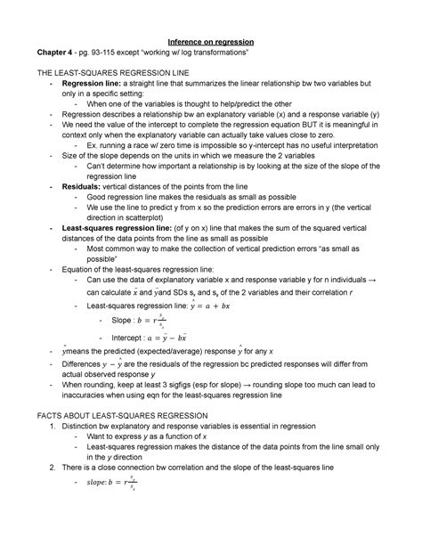 13 Inference On Regression Inference On Regression Chapter 4 Pg 93 115 Except Working W