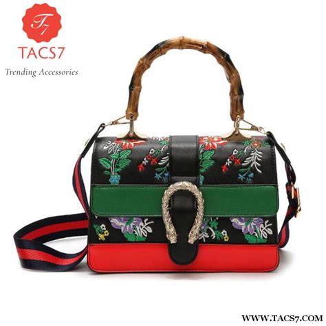 Embroidery Flower Pu Leather Handbag Black Trending Accessories Black
