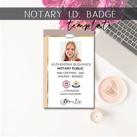 Notary Badge Template Editable Loan Signing Agent Badge Template In