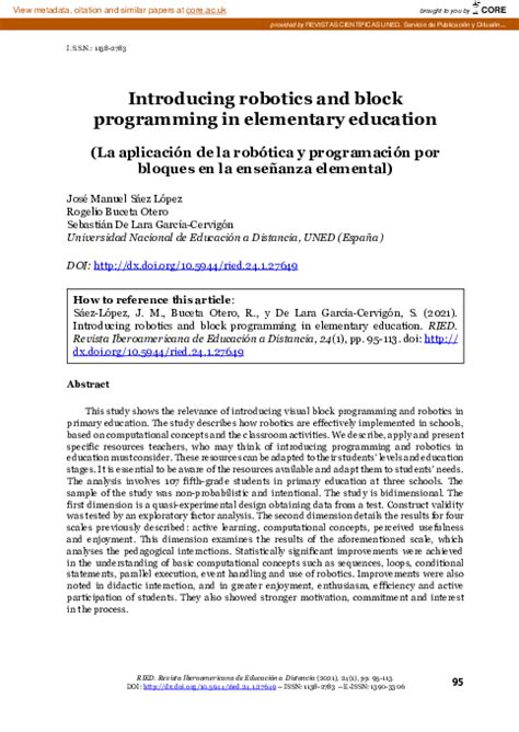 Pdf Robotics And Block Programming In Primary Education