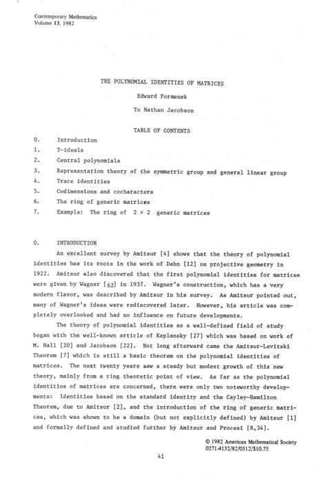 Pdf The Polynomial Identities Of Matrices