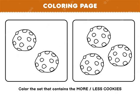 만화 쿠키 라인 아트 세트 인쇄용 워크시트의 페이지를 색칠하는 어린이를 위한 교육 게임 프리미엄 벡터