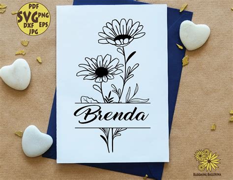 Monogram Daisy Birth Flower Svg File Daisy Svg April Birth Etsy
