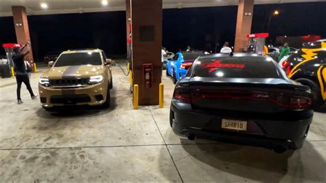 Hellcats And Trackhawks Takeover Gas Station In Atl Youtube