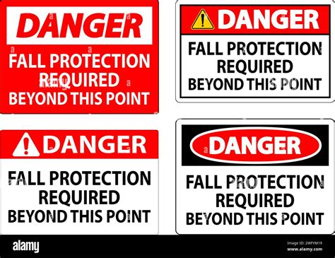 Danger Sign Fall Protection Required Beyond This Point Stock Vector