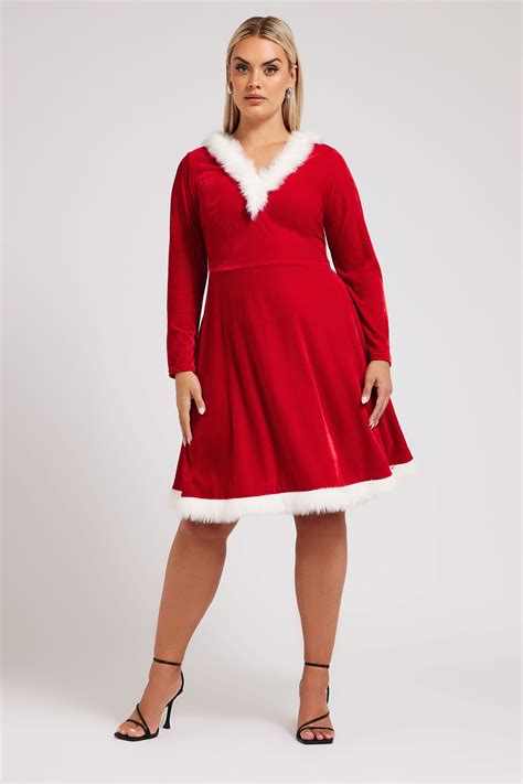 Yours London Plus Size Red Velvet Santa Dress Yours Clothing