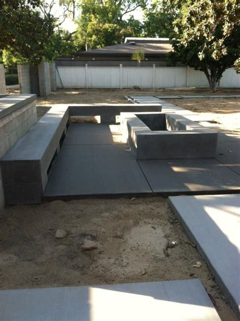 Concrete Bench With Gas Burning Fire Pit