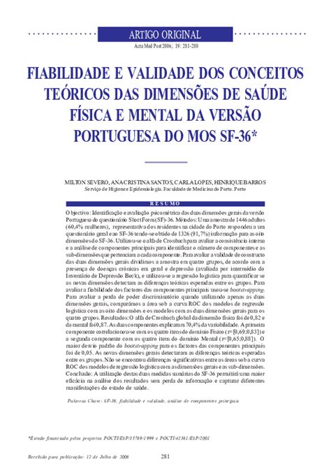 Pdf [reliability And Validity In Measuring Physical And Mental Health Construct Of The