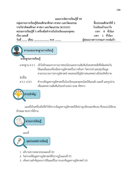 แผนการจัดการเรียนรู้สังคมศึกษา ป 3 Juthamanee Suksawai หน้าหนังสือ 151 พลิก Pdf ออนไลน์