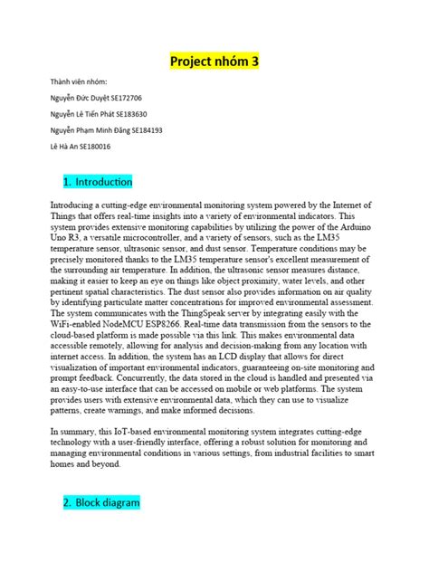 project report iot pdf internet of things environmental monitoring