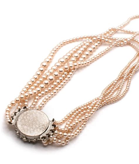 Champagne Faux Pearl Multi Strand Necklace Gadelles Vintage