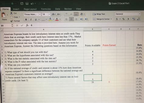 Solved Exam 2 Excel Part Insert Page Layout Formulas Data