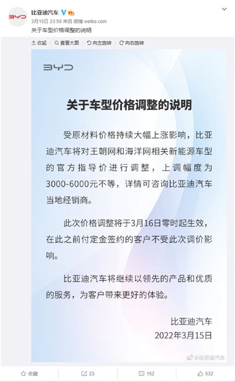 比亚迪再次宣布涨价：上调3000 6000元 脉脉