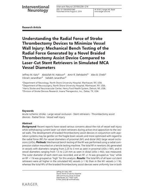 Understanding The Radial Force Of Stroke 2019 Download Free Pdf Stent Stroke