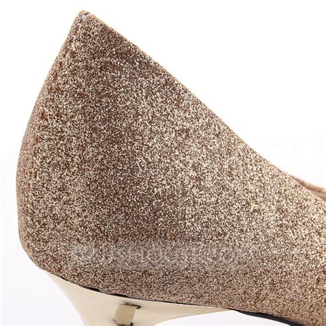 Womens Sparkling Glitter Spool Heel Closed Toe Pumps 047068326 Jj