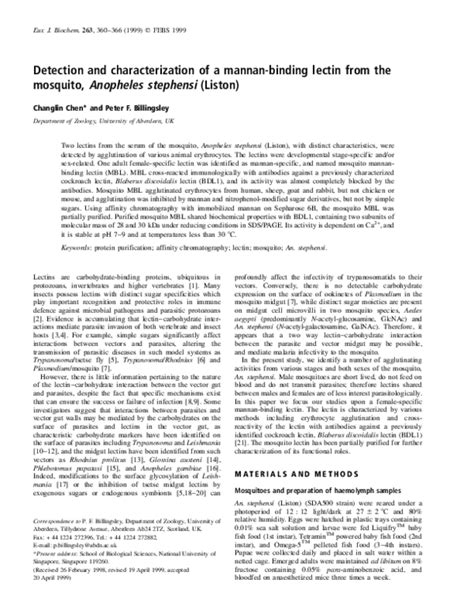 Pdf Detection And Characterization Of A Mannan Binding Lectin From