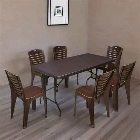 6 Seater Nilkamal Celebration Brown Plastic Dining Table Set At ₹ 6000