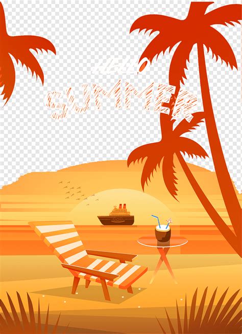 Beach Summer Vacation Illustration Творческий летний пляжный отдых